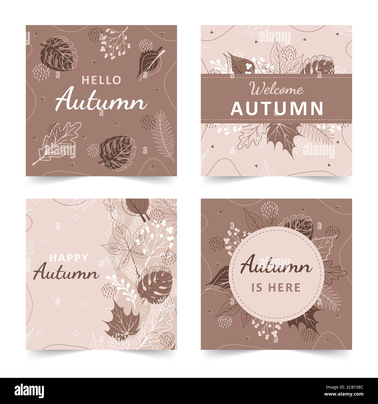 Set of autumn backgrounds with abstract elements, geometric shapes ...