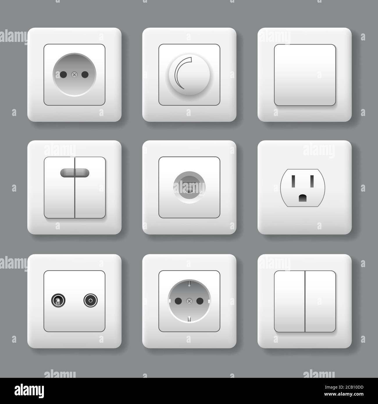 Realistic electric switches and sockets Stock Vector Image & Art - Alamy