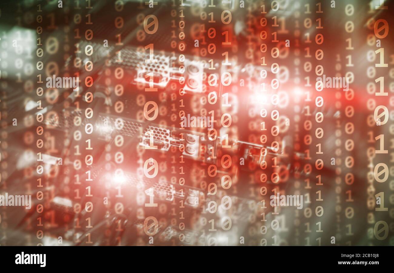 Binary code matrix digital internet technology concept on server room ...