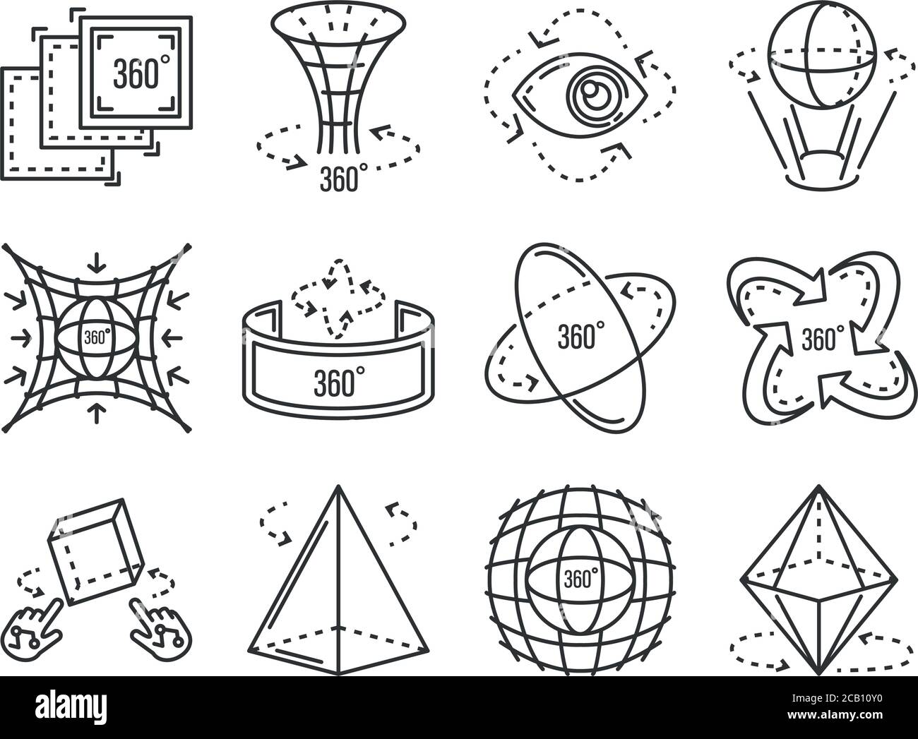 set of icons camera 360 degrees in white background vector illustration ...