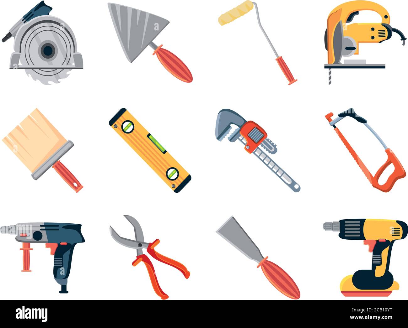 set of icons with construction tools in white background vector ...