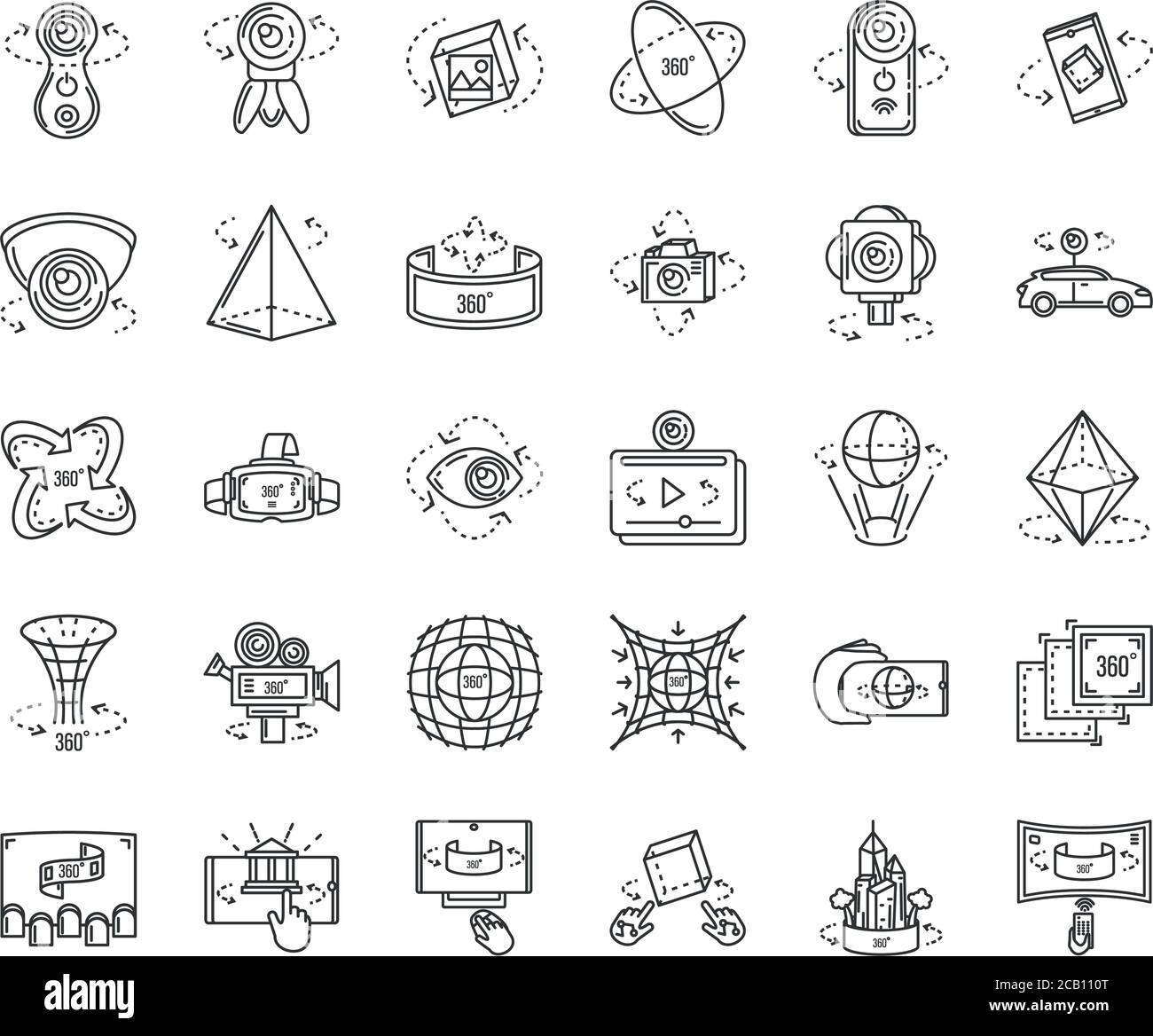 set-of-icons-camera-360-degrees-vector-illustration-design-stock-vector