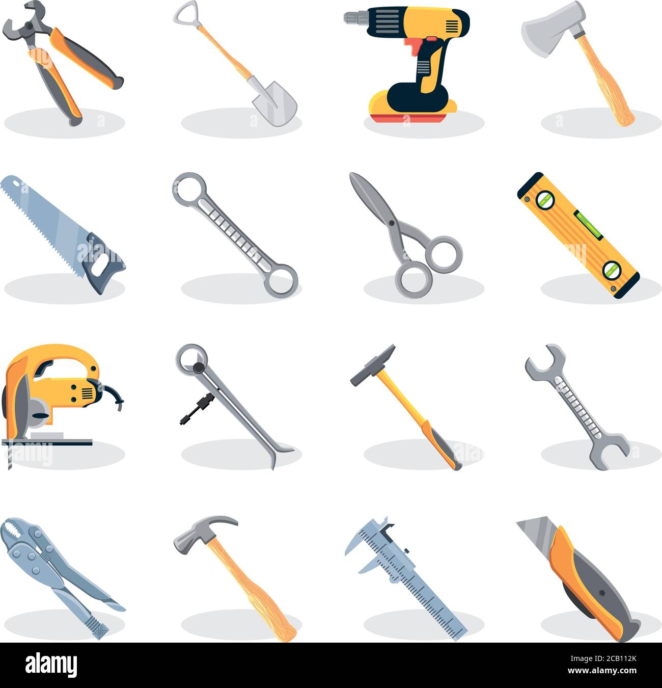 set of icons with construction tools vector illustration design Stock ...