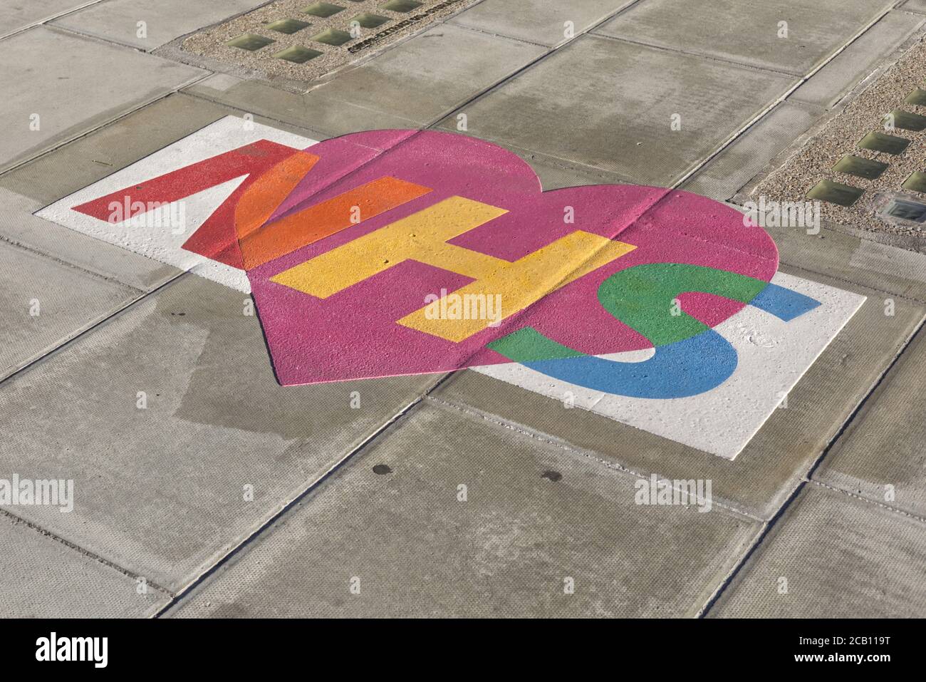 colourful NHS Heart on a pavement Stock Photo - Alamy