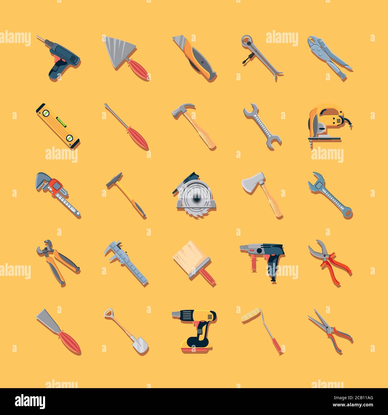 bundle of construction tools on white background vector illustration ...