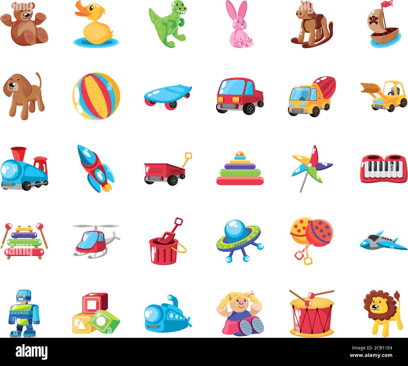 set of icons cute kids toys on white background vector illustration ...