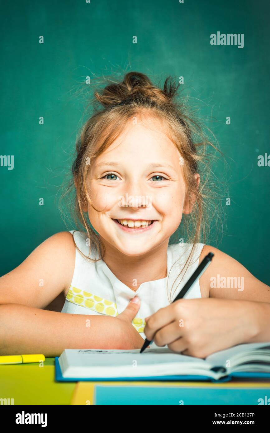 Happy school girl. Back to school and happy kids time Stock Photo - Alamy