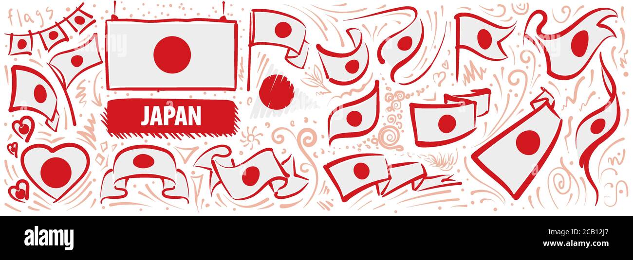 Vector set of the national flag of Japan in various creative designs ...