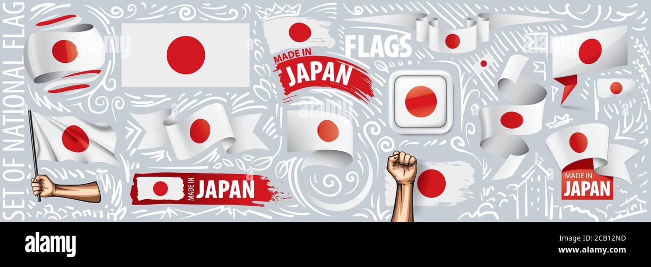 Vector set of the national flag of Japan in various creative designs ...