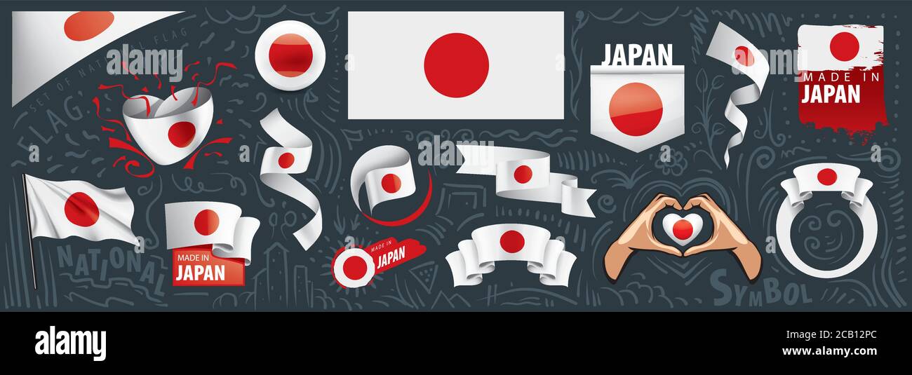 Vector set of the national flag of Japan in various creative designs ...