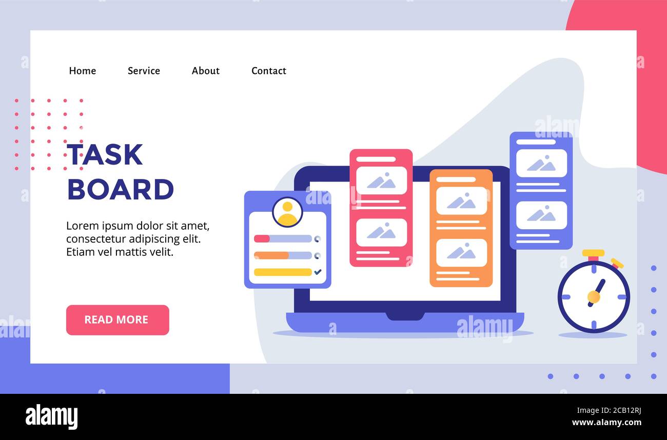Task board on display monitor laptop campaign for web website home ...