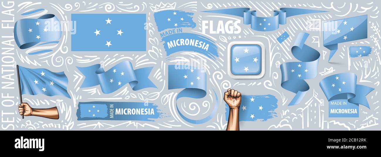 Vector set of the national flag of Federated States Micronesia Stock ...