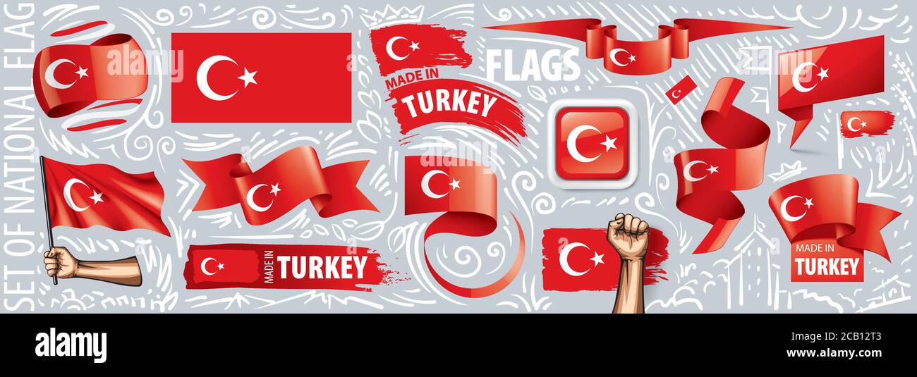 Vector set of the national flag of Turkey in various creative designs ...