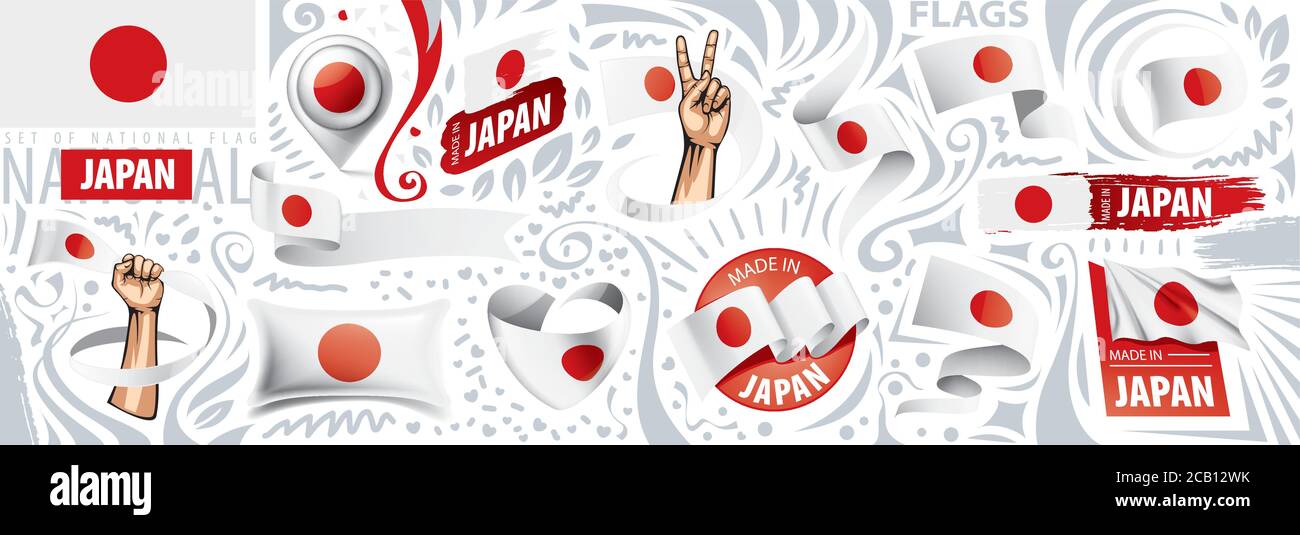 Vector set of the national flag of Japan in various creative designs ...