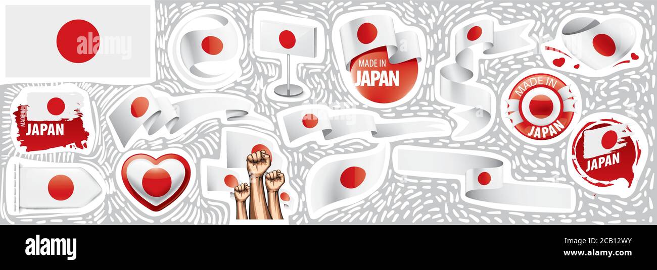 Vector set of the national flag of Japan in various creative designs ...