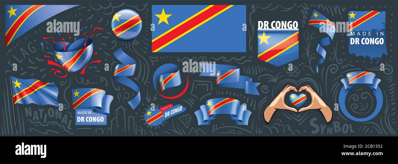 Vector set of the national flag of Democratic Republic of the Congo ...
