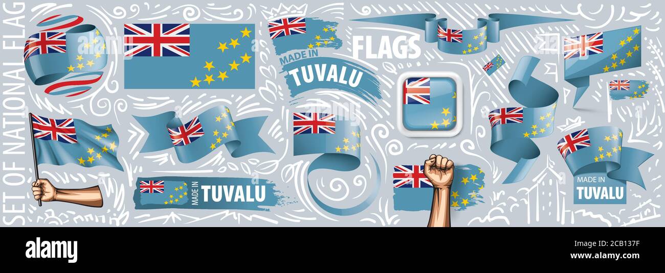 Vector set of the national flag of Tuvalu in various creative designs ...