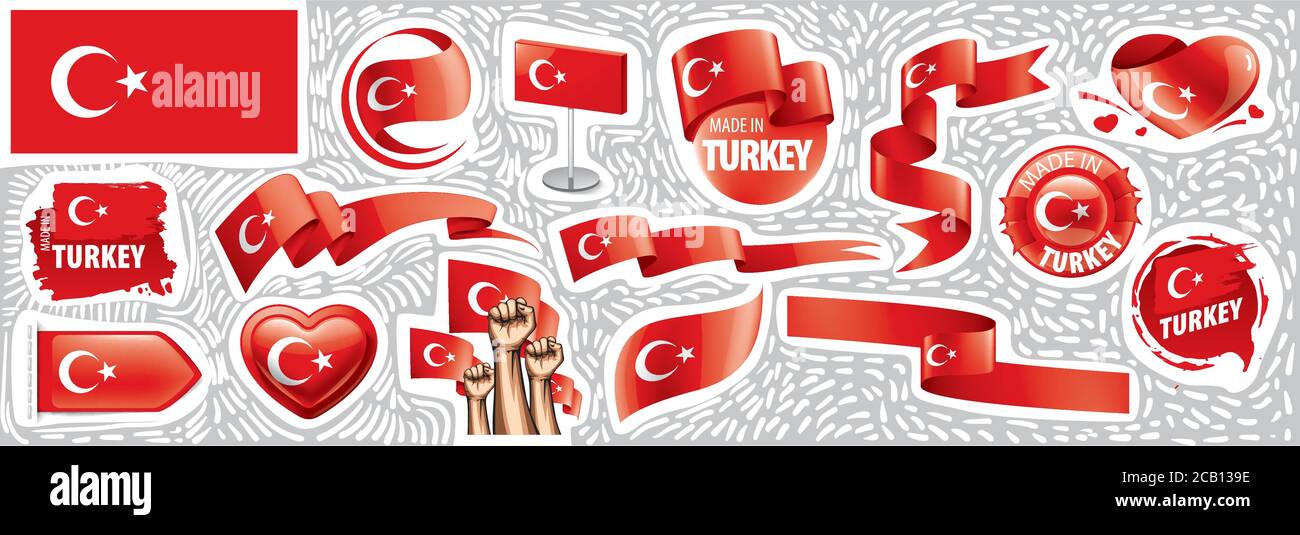 Vector set of the national flag of Turkey in various creative designs ...