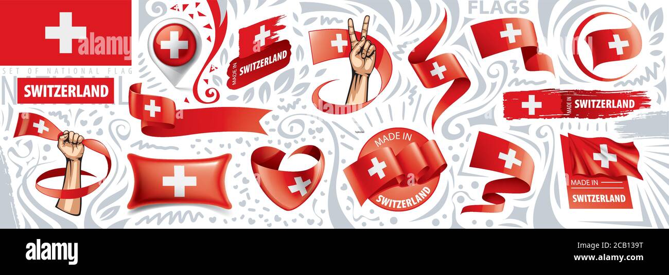 Vector set of the national flag of Switzerland in various creative ...