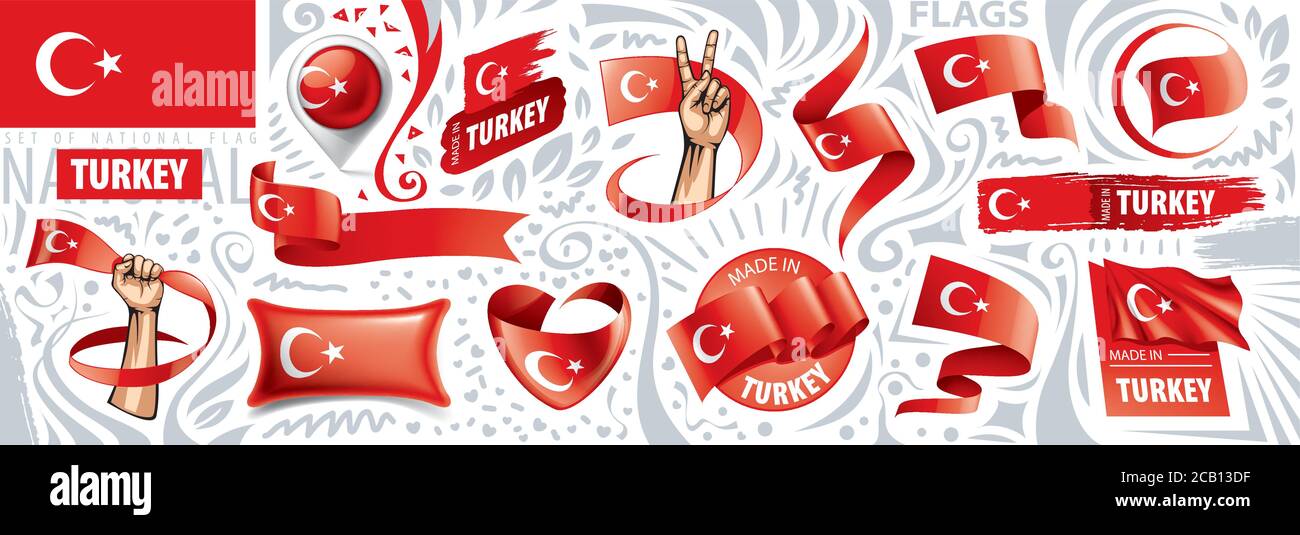 Vector set of the national flag of Turkey in various creative designs ...