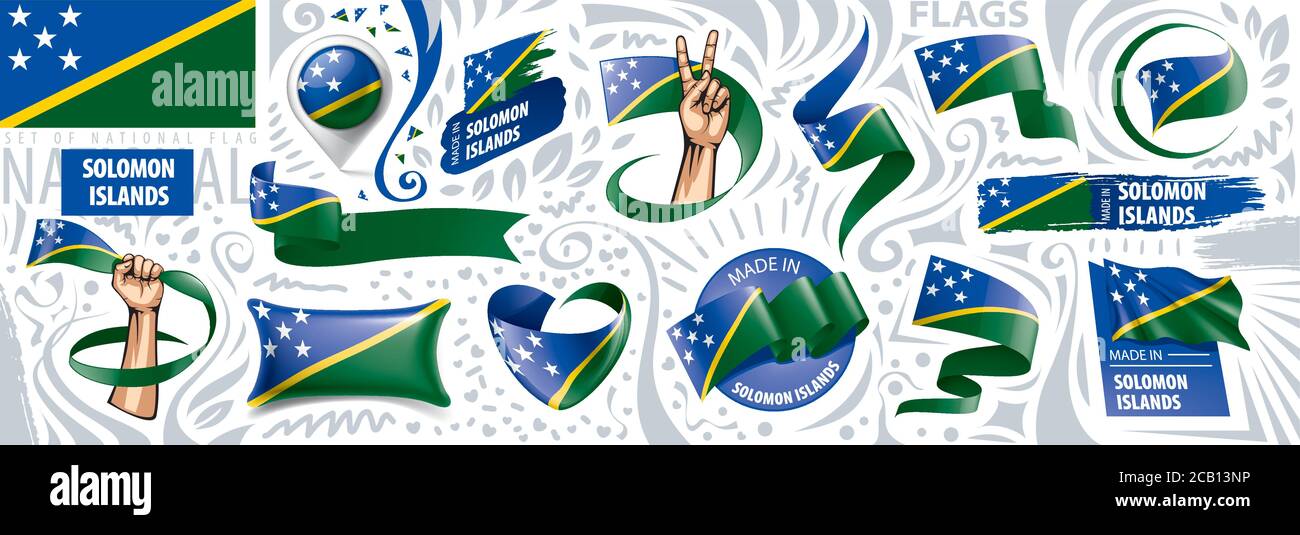 Vector set of the national flag of Solomon Islands in various creative ...