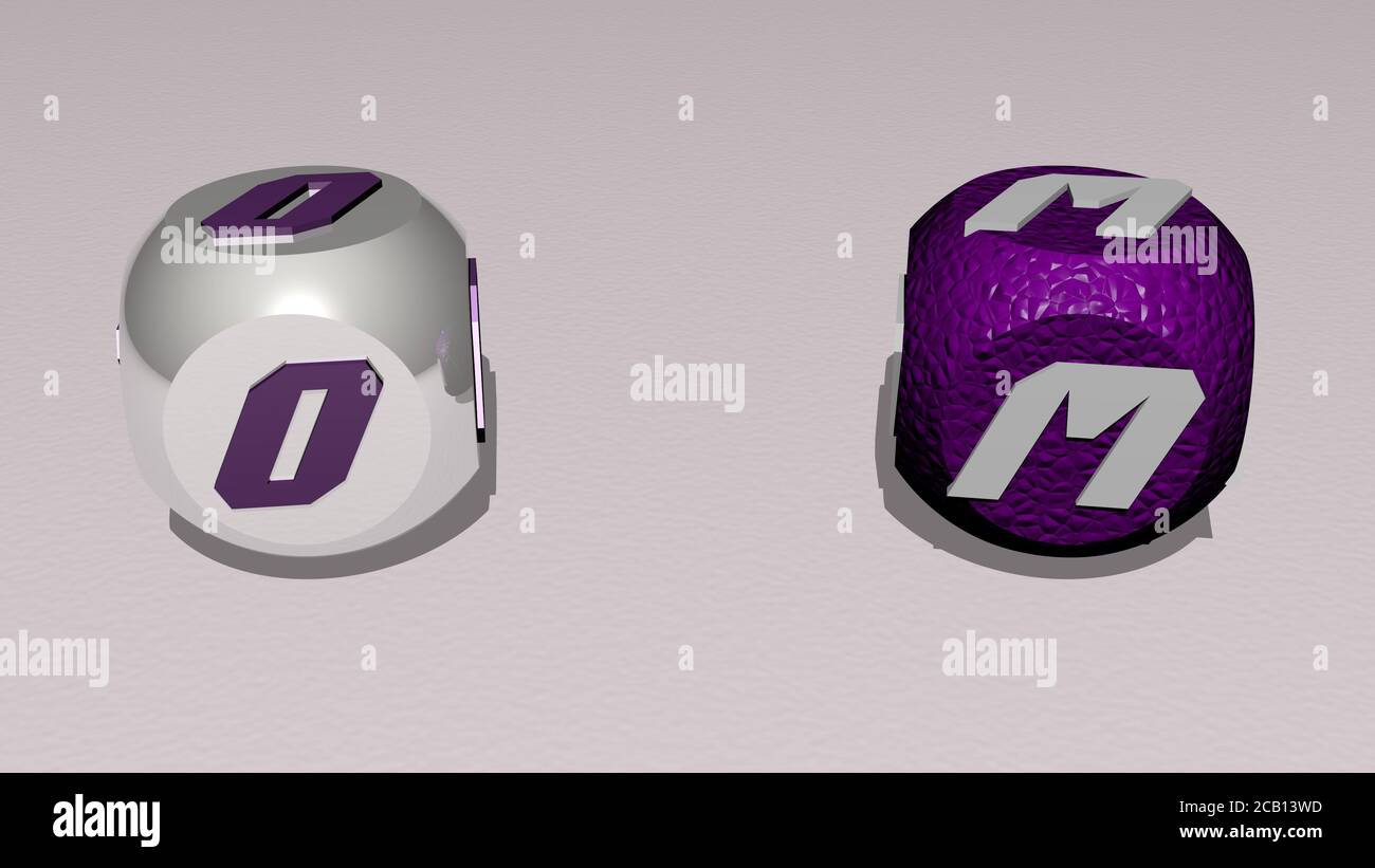 om text of cubic individual letters. 3D illustration. background and ...