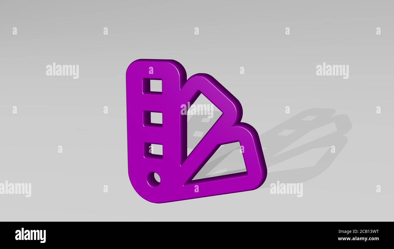 color palette sample 3D icon casting shadow. 3D illustration ...