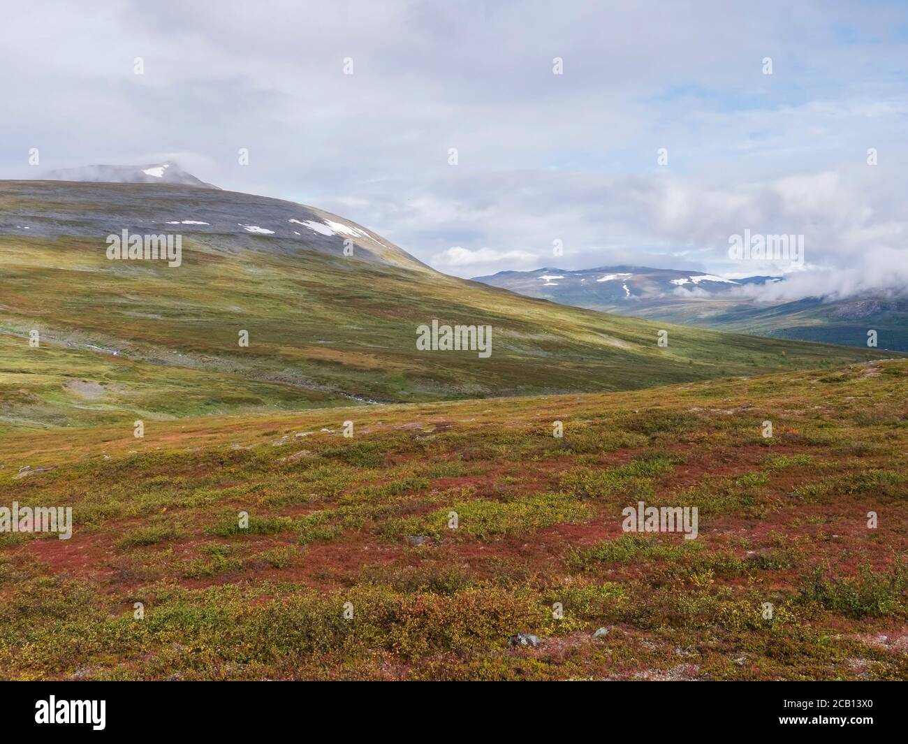 Landscape of Lapland nature at Kungsleden hiking trail with colorful ...