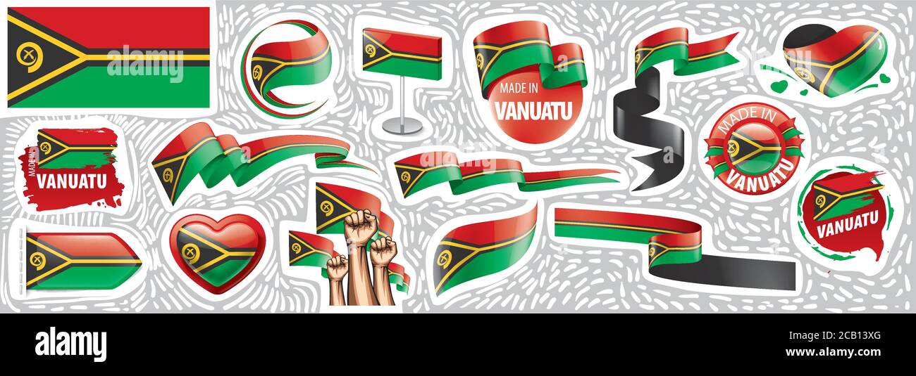 Vector set of the national flag of Vanuatu in various creative designs ...