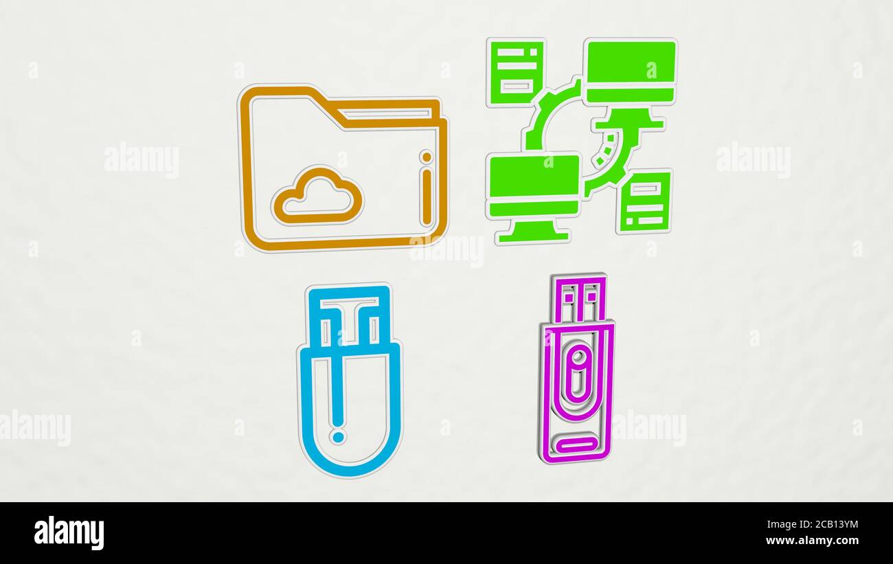 DATA STORAGE colorful set of icons. 3D illustration Stock Photo - Alamy
