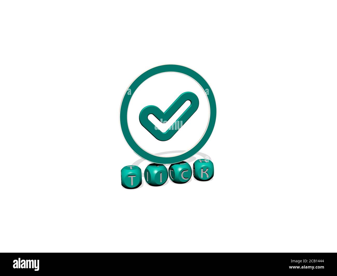 tick cubic letters with 3D icon on the top. 3D illustration. check and ...