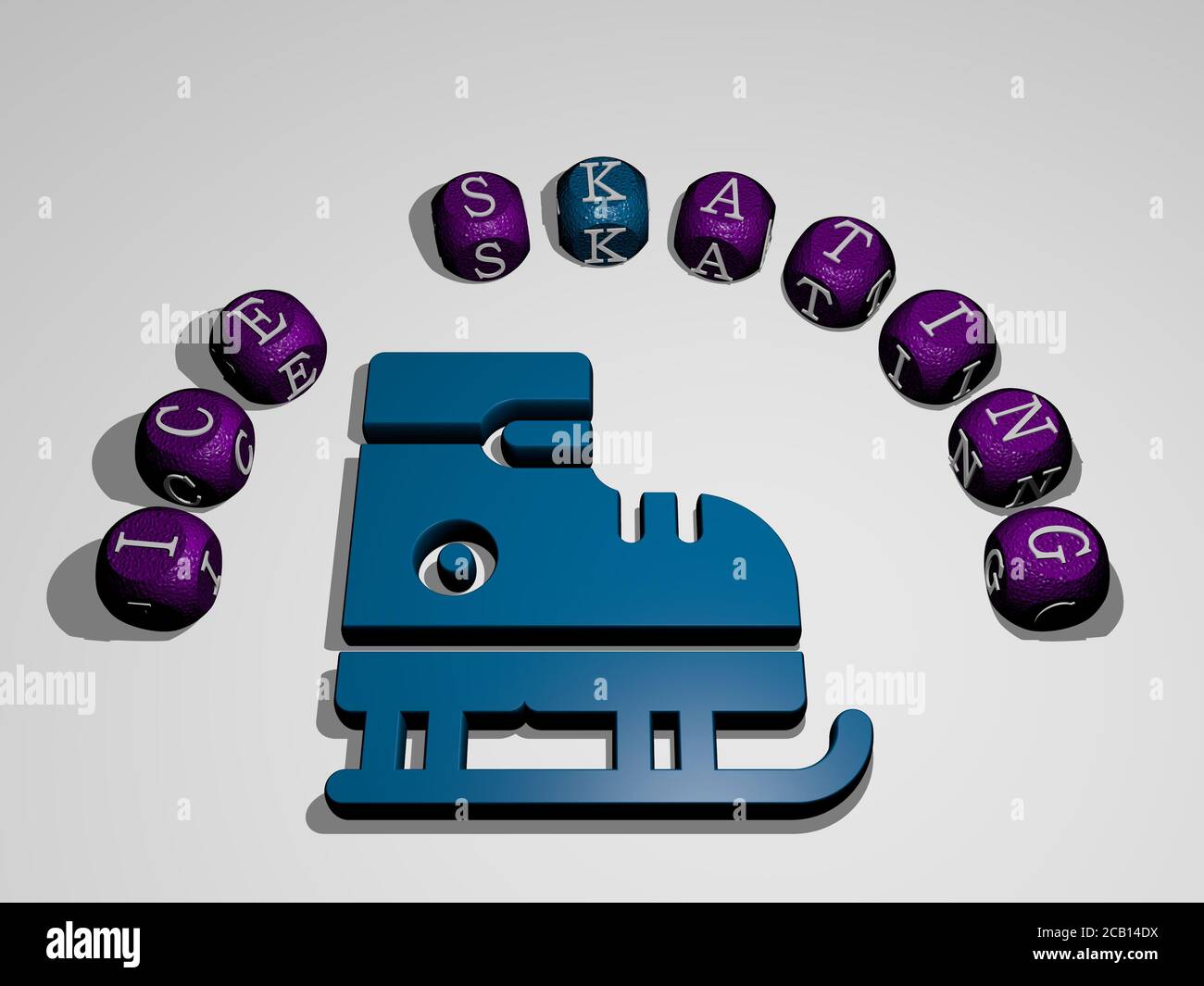 ice skating icon surrounded by the text of individual letters. 3D ...