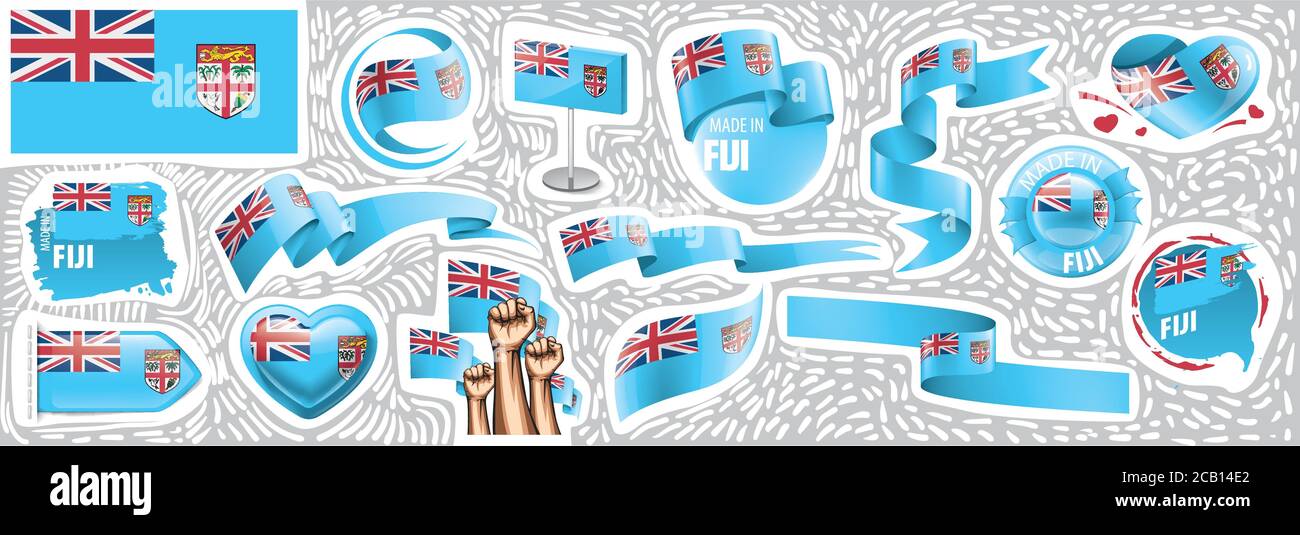 Vector set of the national flag of Fiji in various creative designs ...