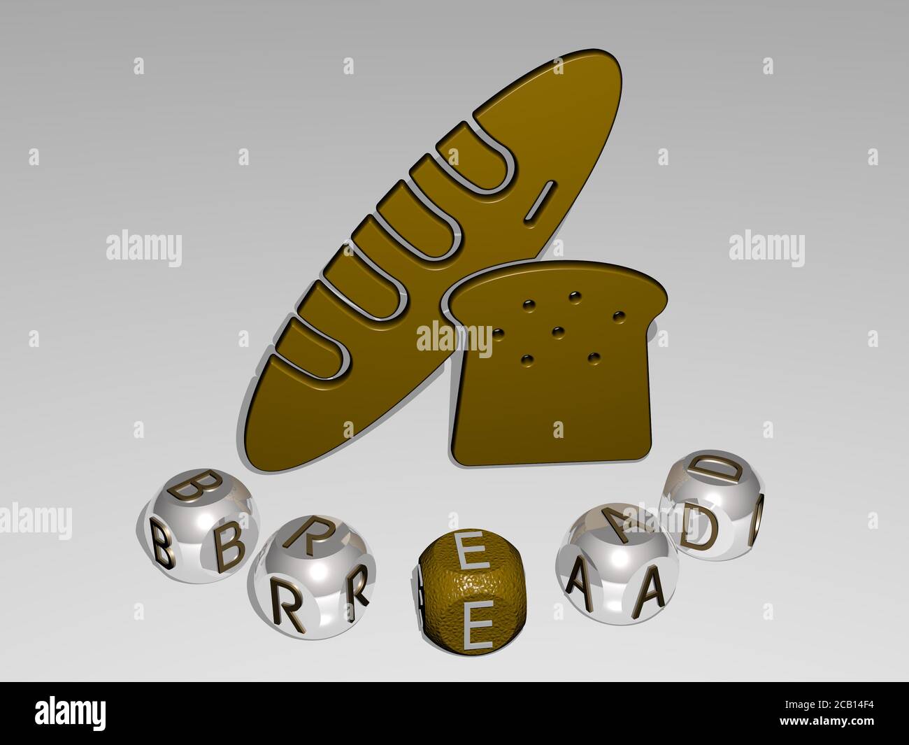 BREAD round text of cubic letters around 3D icon. 3D illustration ...