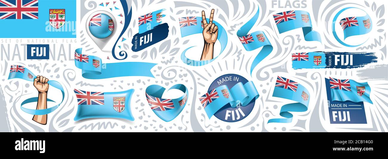 Vector set of the national flag of Fiji in various creative designs ...