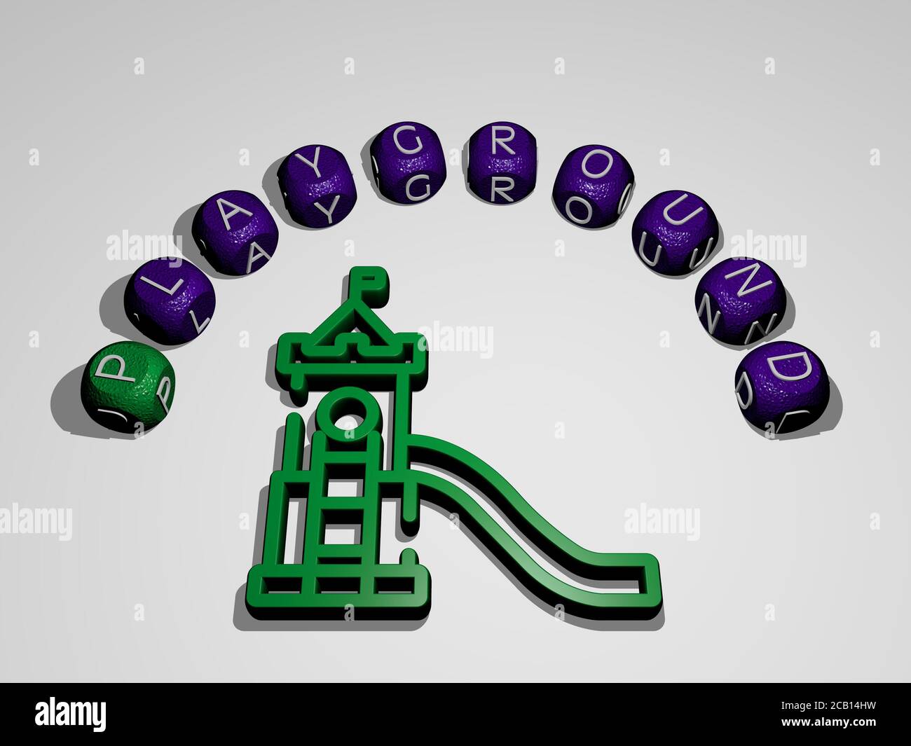 playground icon surrounded by the text of individual letters. 3D ...