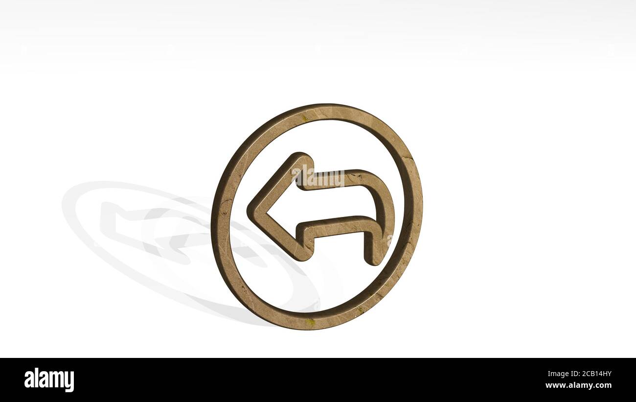 navigation left circle 3D icon standing on the floor. 3D illustration ...