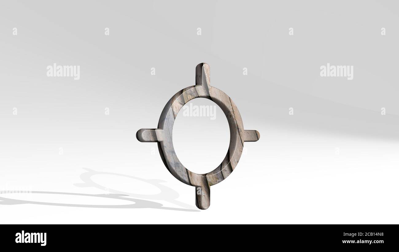 location target 3D icon standing on the floor. 3D illustration. map and ...