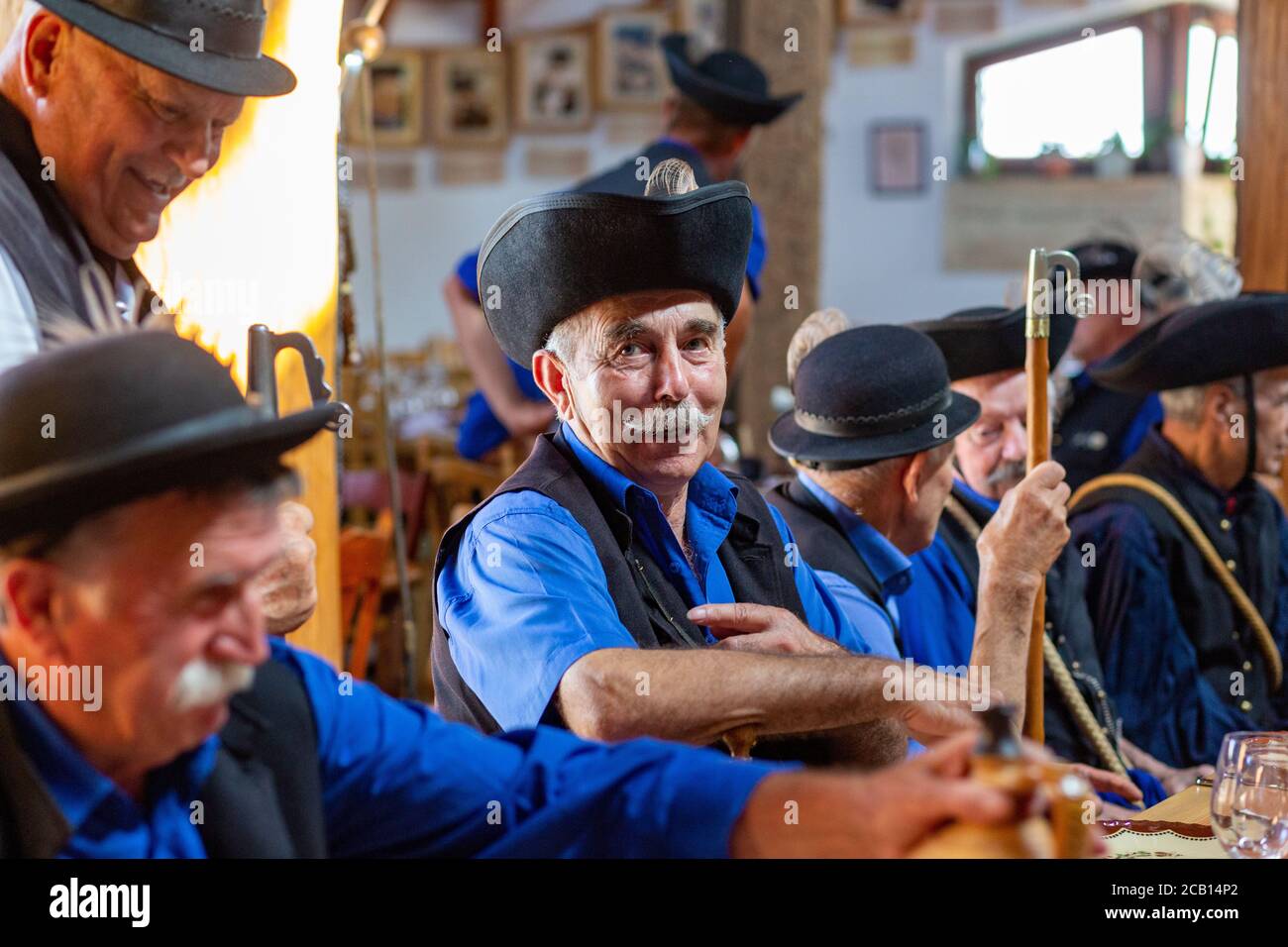 Traditional Hungarian shepherds on a shepherd convention in the ...