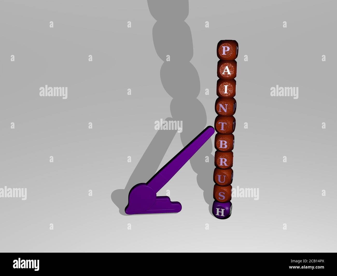 paintbrush text beside the 3D icon. 3D illustration. background and art ...