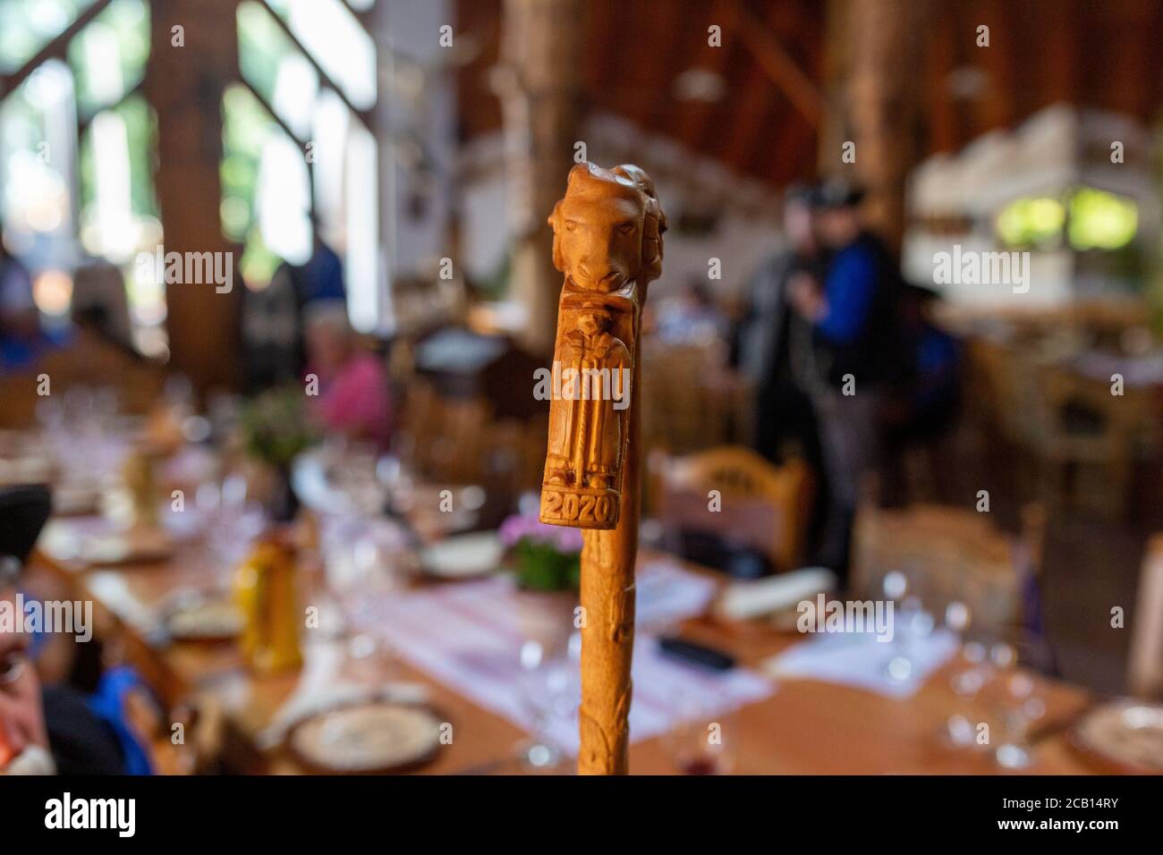 Traditional wooden shepherd stick with authentic carved decoration from ...
