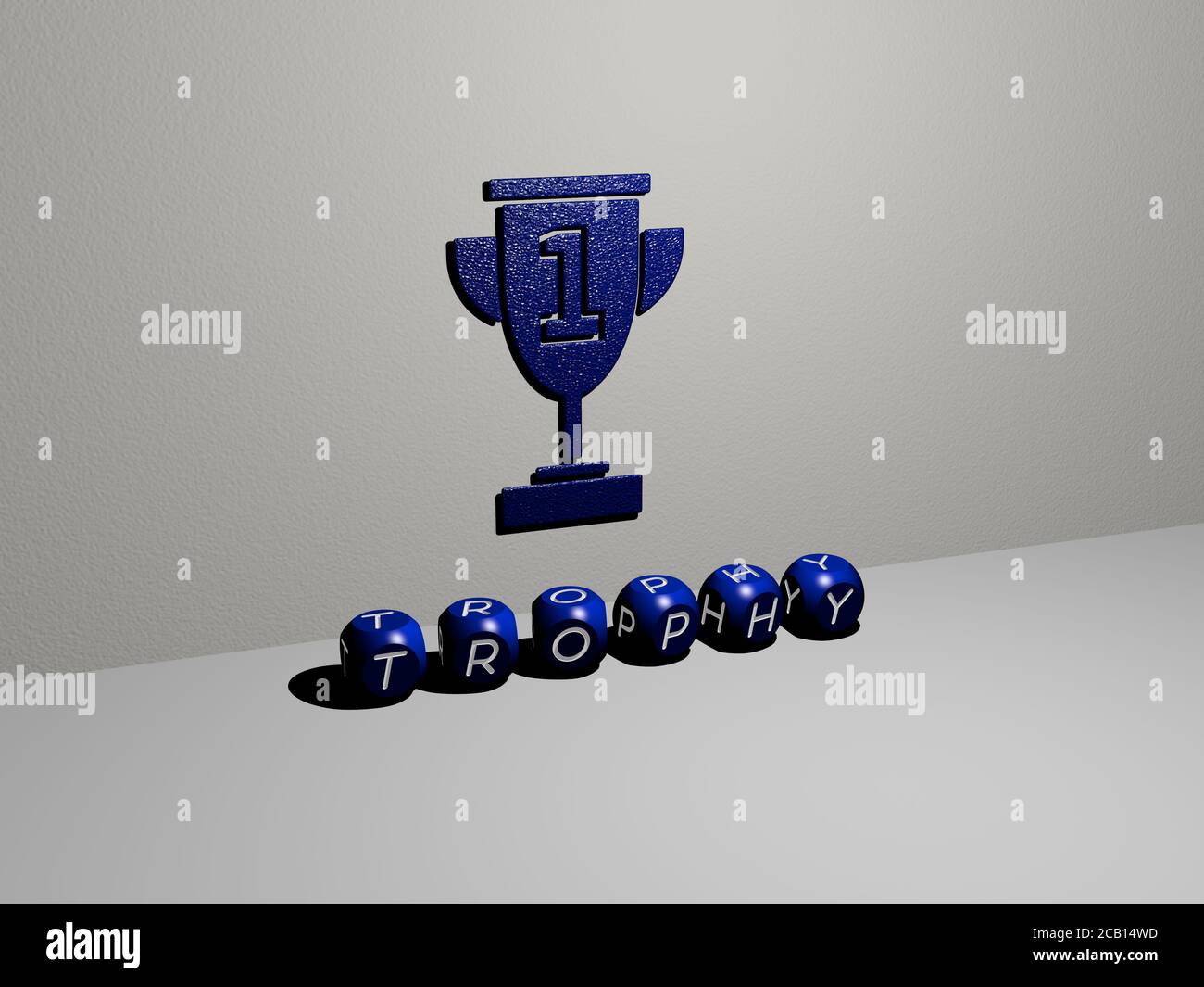 3D graphical image of TROPHY vertically along with text built by ...