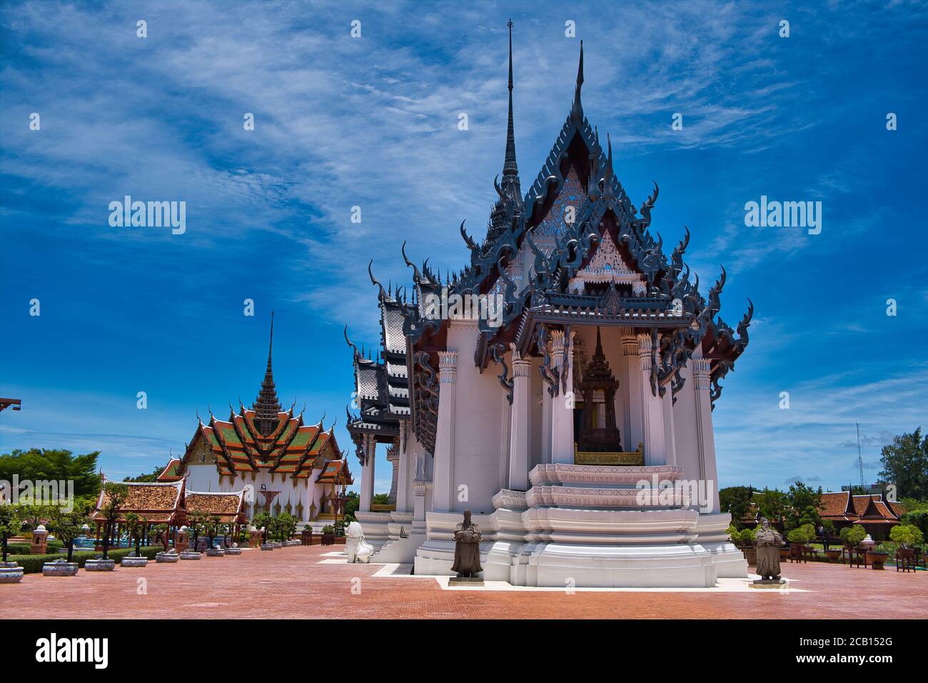 Thai temple structure at sunset Stock Photo - Alamy