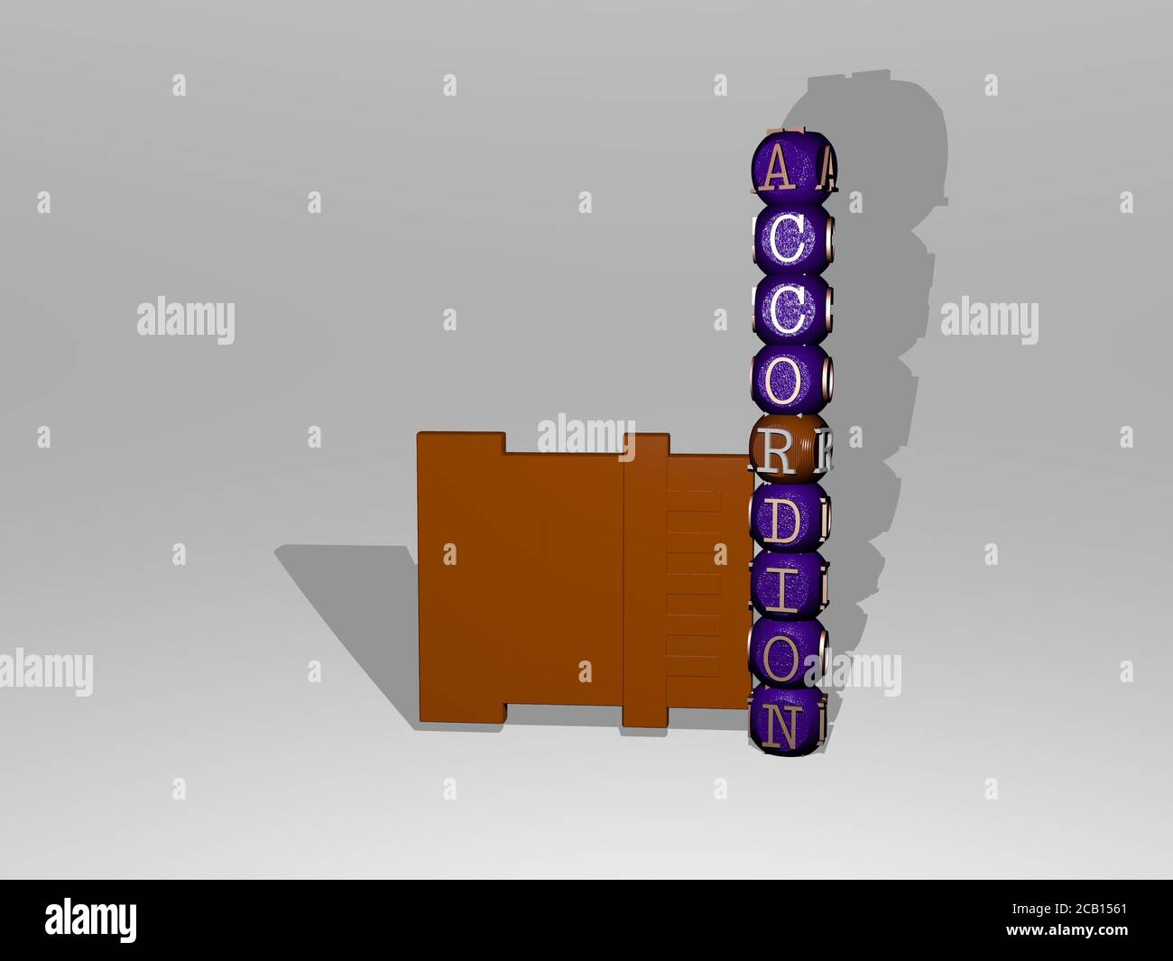 ACCORDION text beside the 3D icon. 3D illustration. background and ...