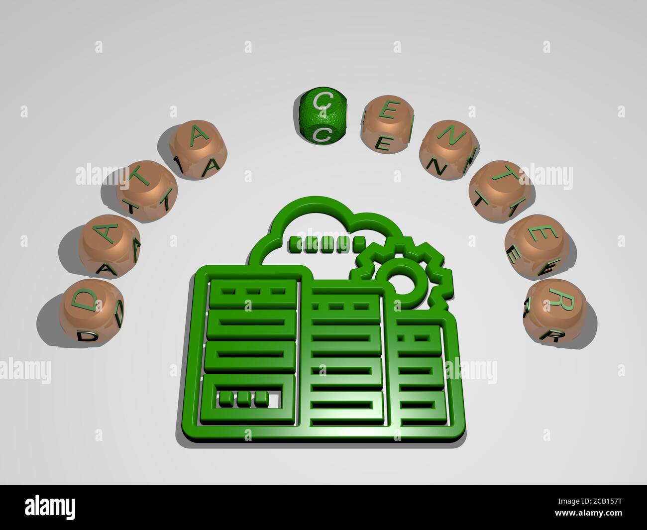 DATA CENTER 3D icon surrounded by the text of cubic letters. 3D ...