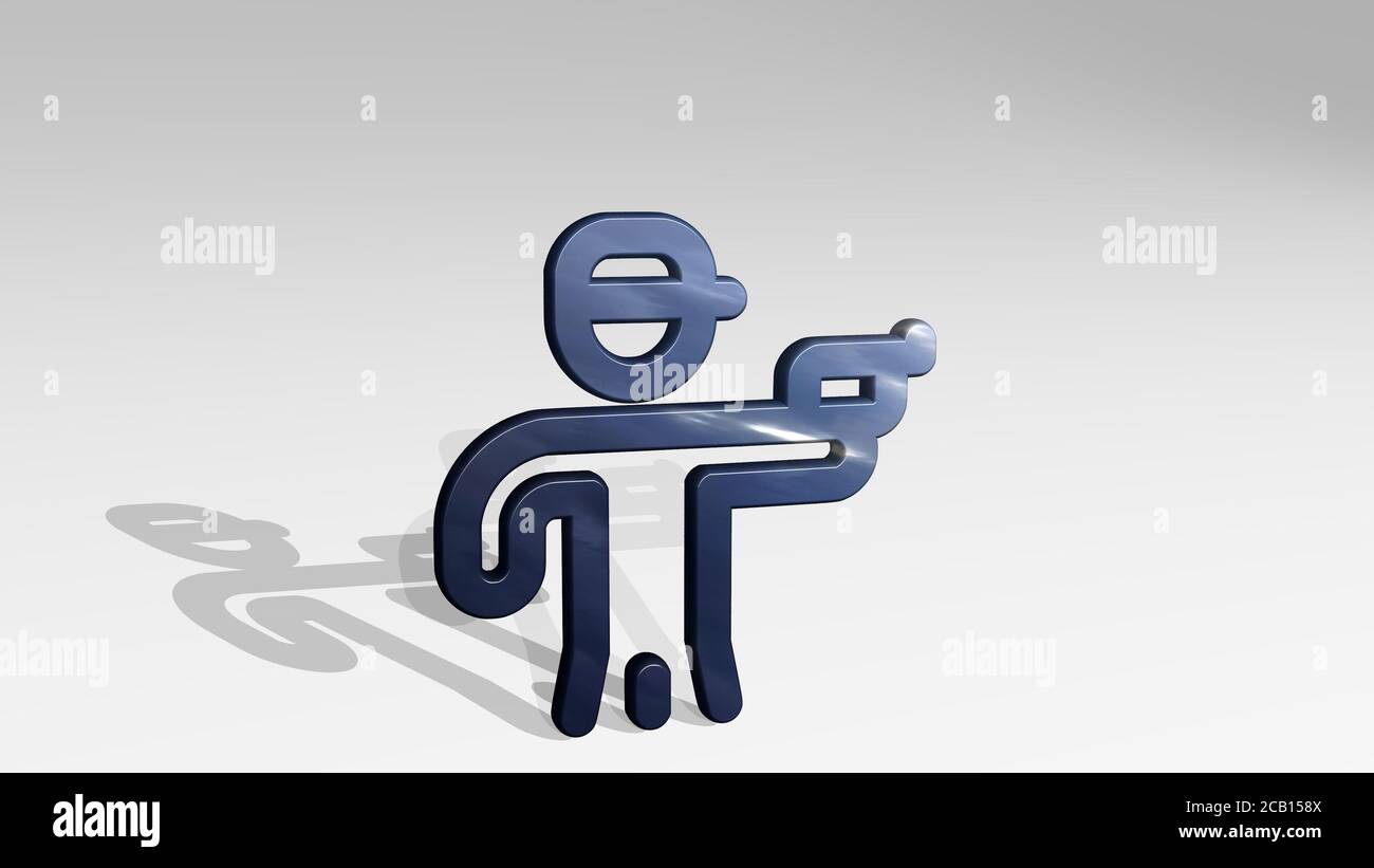 ATHLETICS SHOOTING 3D icon standing on the floor. 3D illustration ...