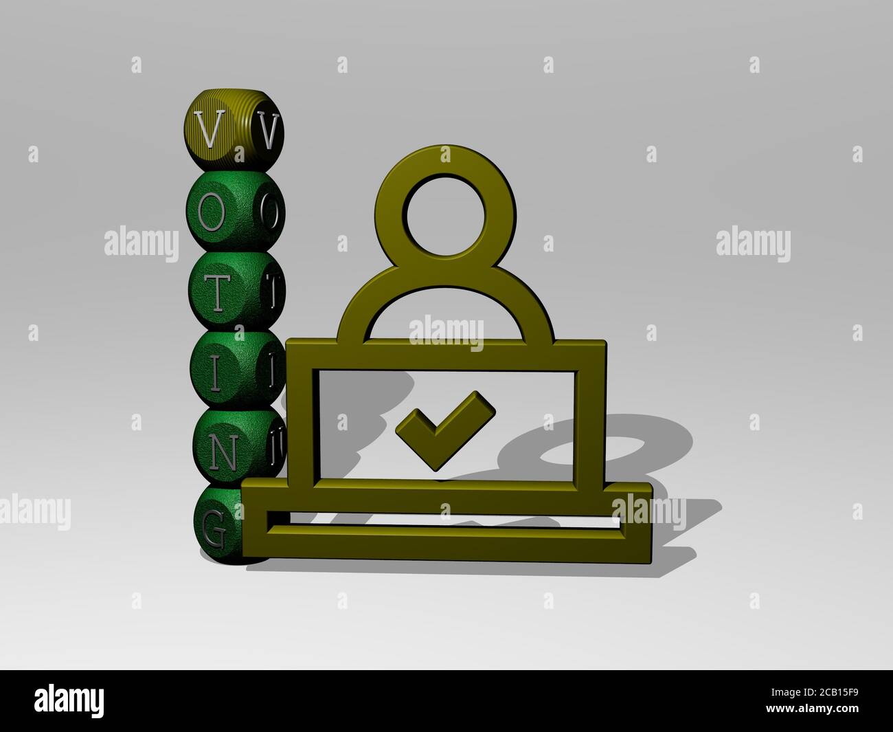 VOTING 3D icon and dice letter text. 3D illustration. election and ...