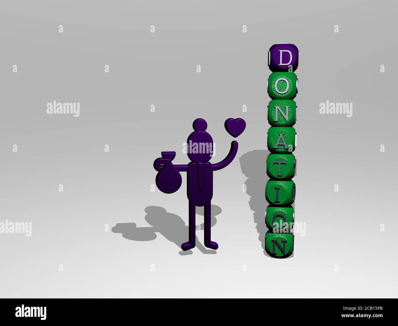 donation text beside the 3D icon. 3D illustration. charity and concept ...