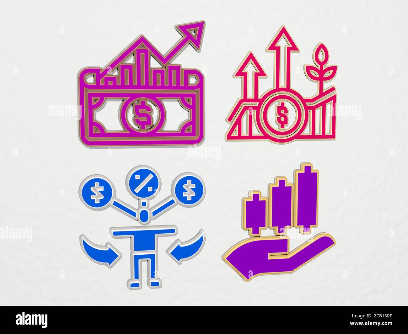 dividend 4 icons set. 3D illustration. business and concept Stock Photo ...