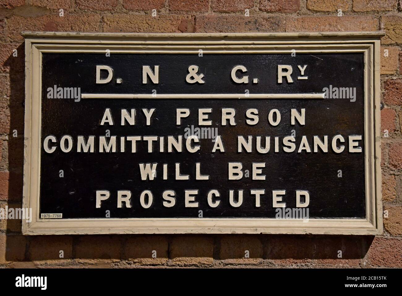 A vintage warning sign from the Dundalk, Newry and Greenore Railway at ...